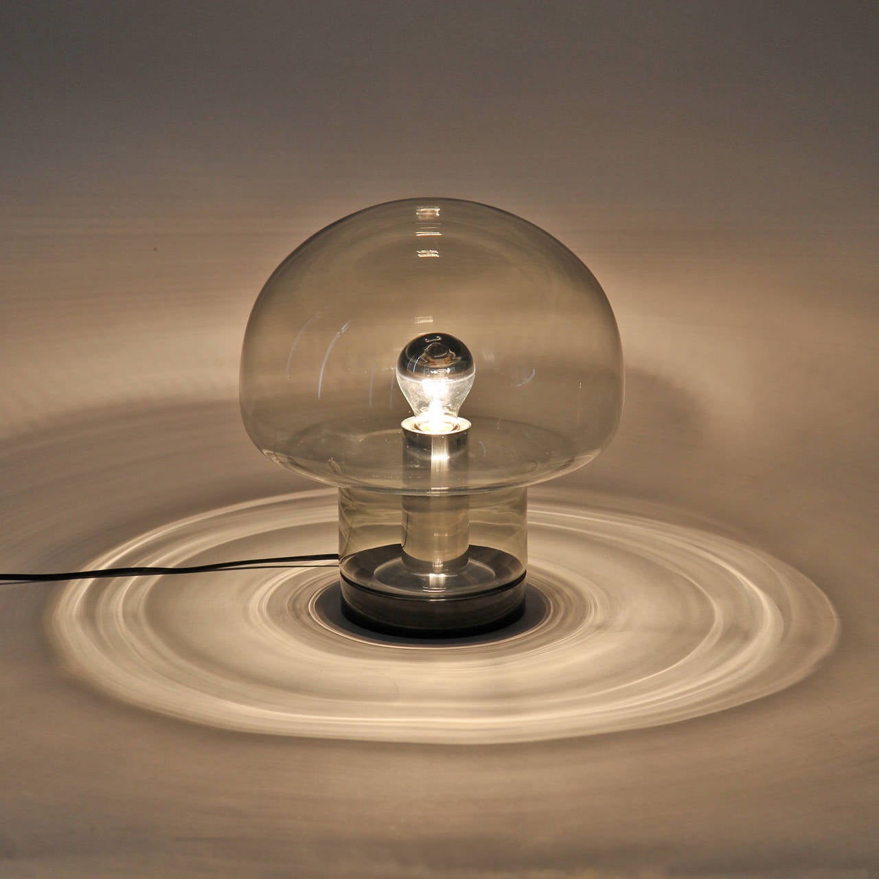 Pair of Smoke Glass Mushroom Table Lamps by Peill and Putzler at 1stDibs