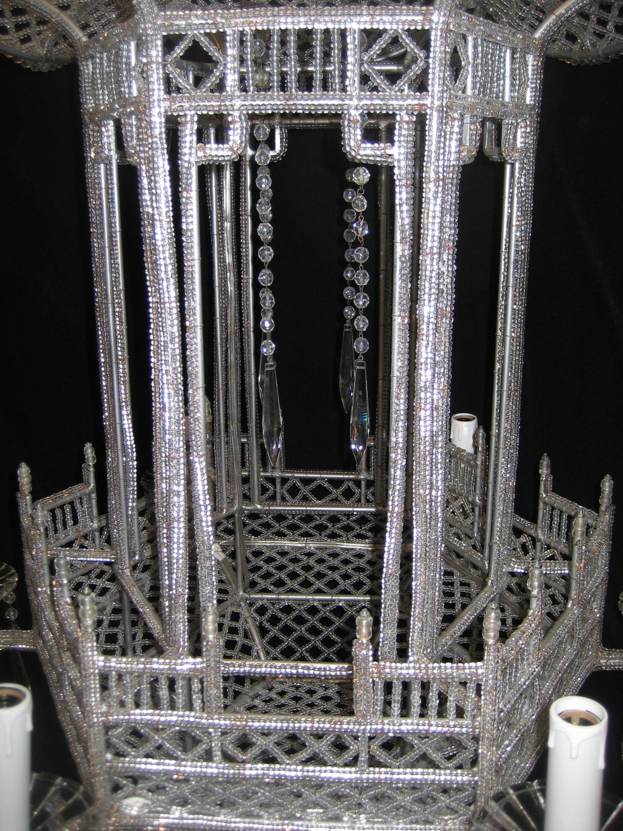 Pair of Italian Chinoiserie Pagoda Form Beaded Glass and Crystal ...