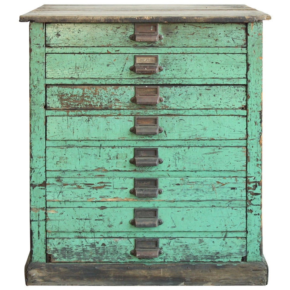 Eight Drawer Green Flat File at 1stDibs
