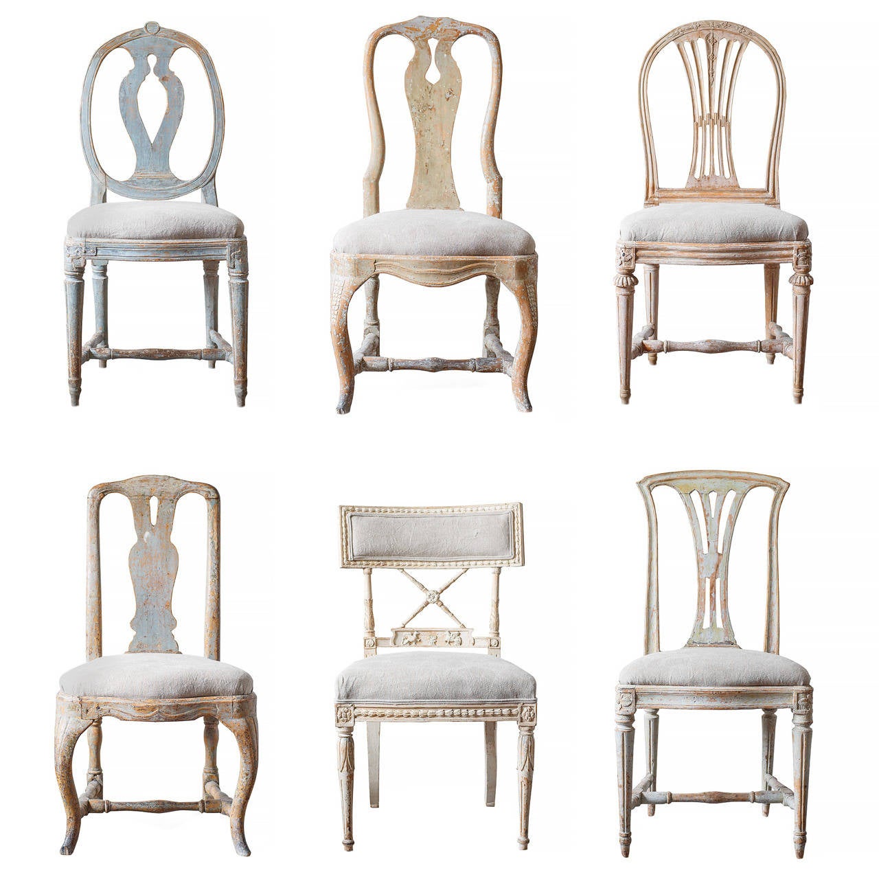 Set of Six Period Rococo and Gustavian Chairs For Sale at 1stDibs