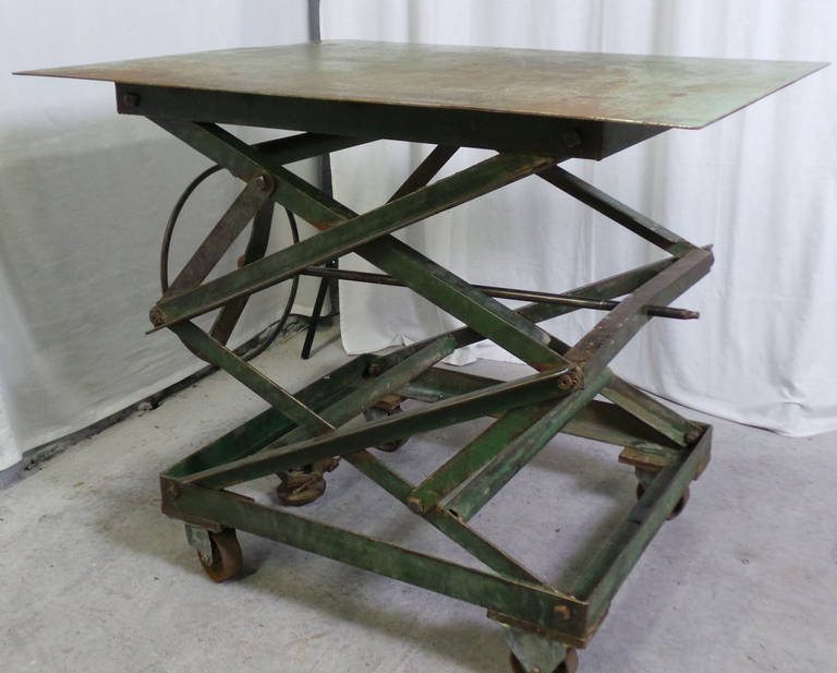 Height Variable Industrial Scissors Table For Sale at 1stDibs