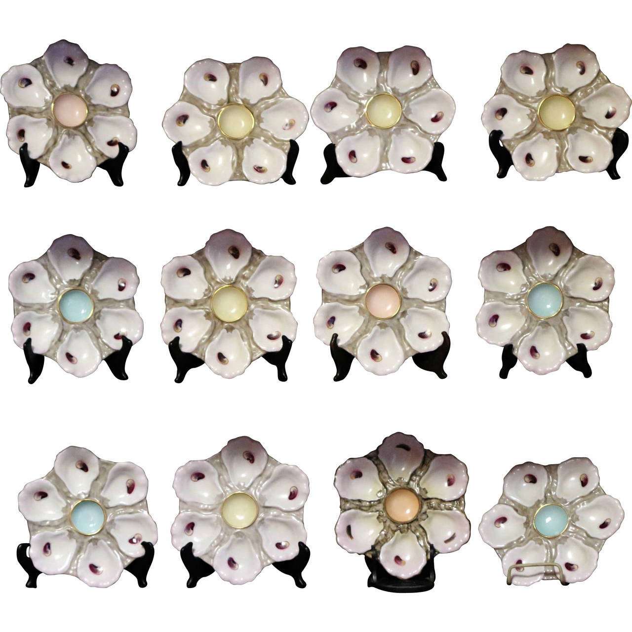 19th Century Oyster Plates Newport Pattern French Porcelain at 1stDibs