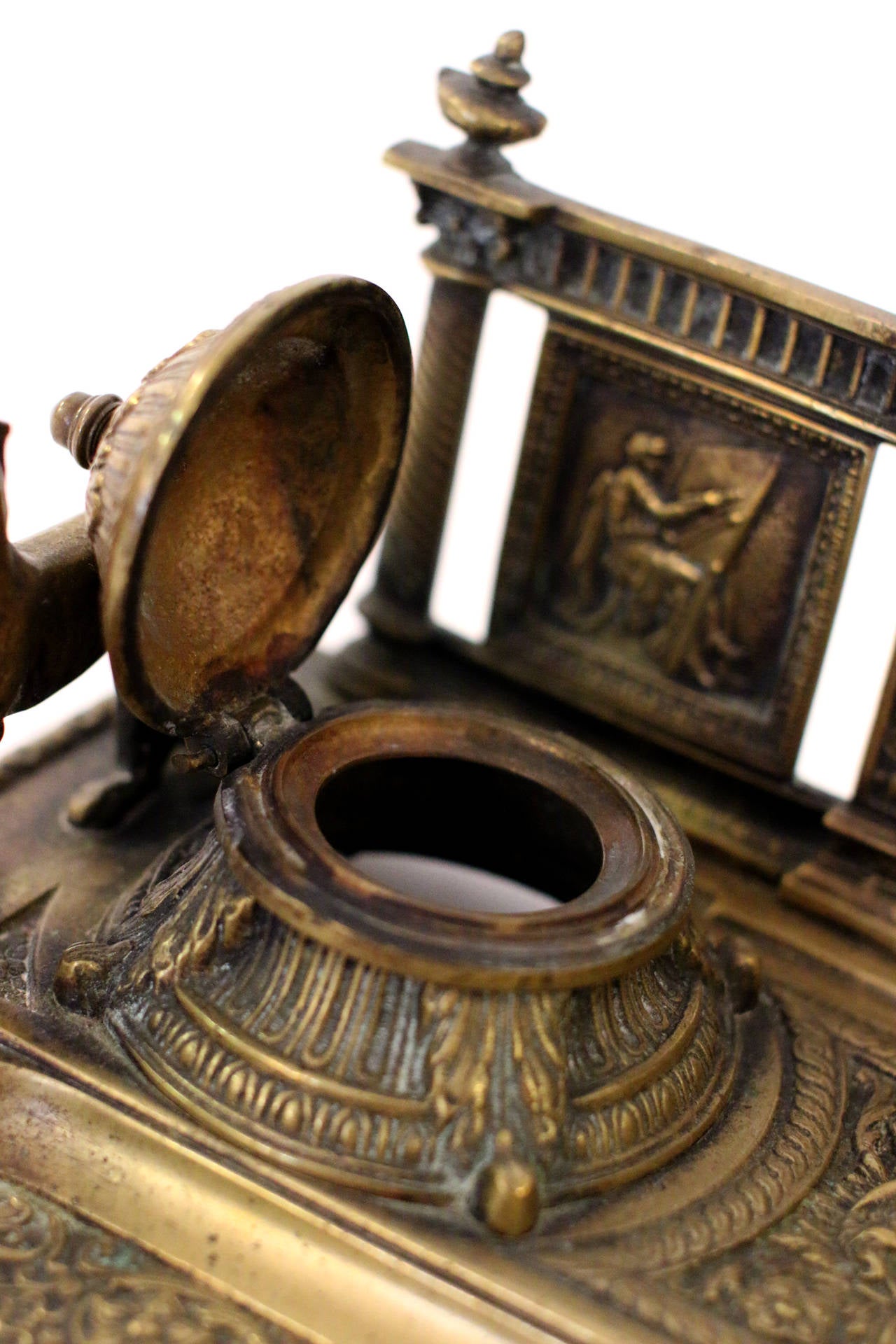 19th Century Neoclassical Brass Inkwell at 1stDibs