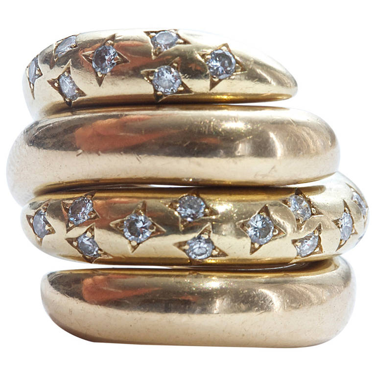 Chaumet Interlocking Diamond Gold Rings at 1stDibs