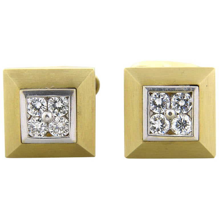 ABL Diamond Gold Square Cufflinks at 1stDibs | abl jewelry