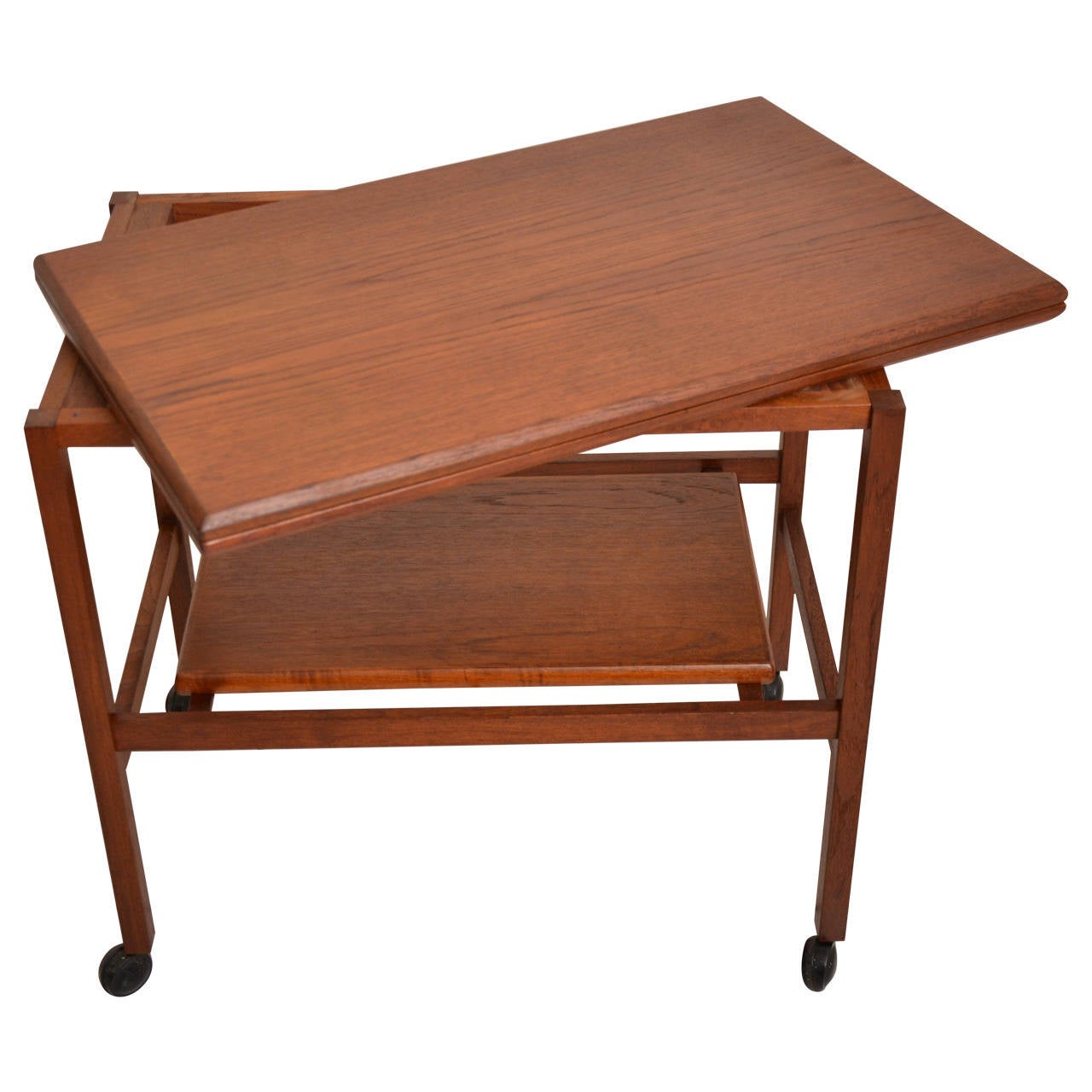 Convertible Bar Cart in Teak Wood, Denmark For Sale at 1stdibs