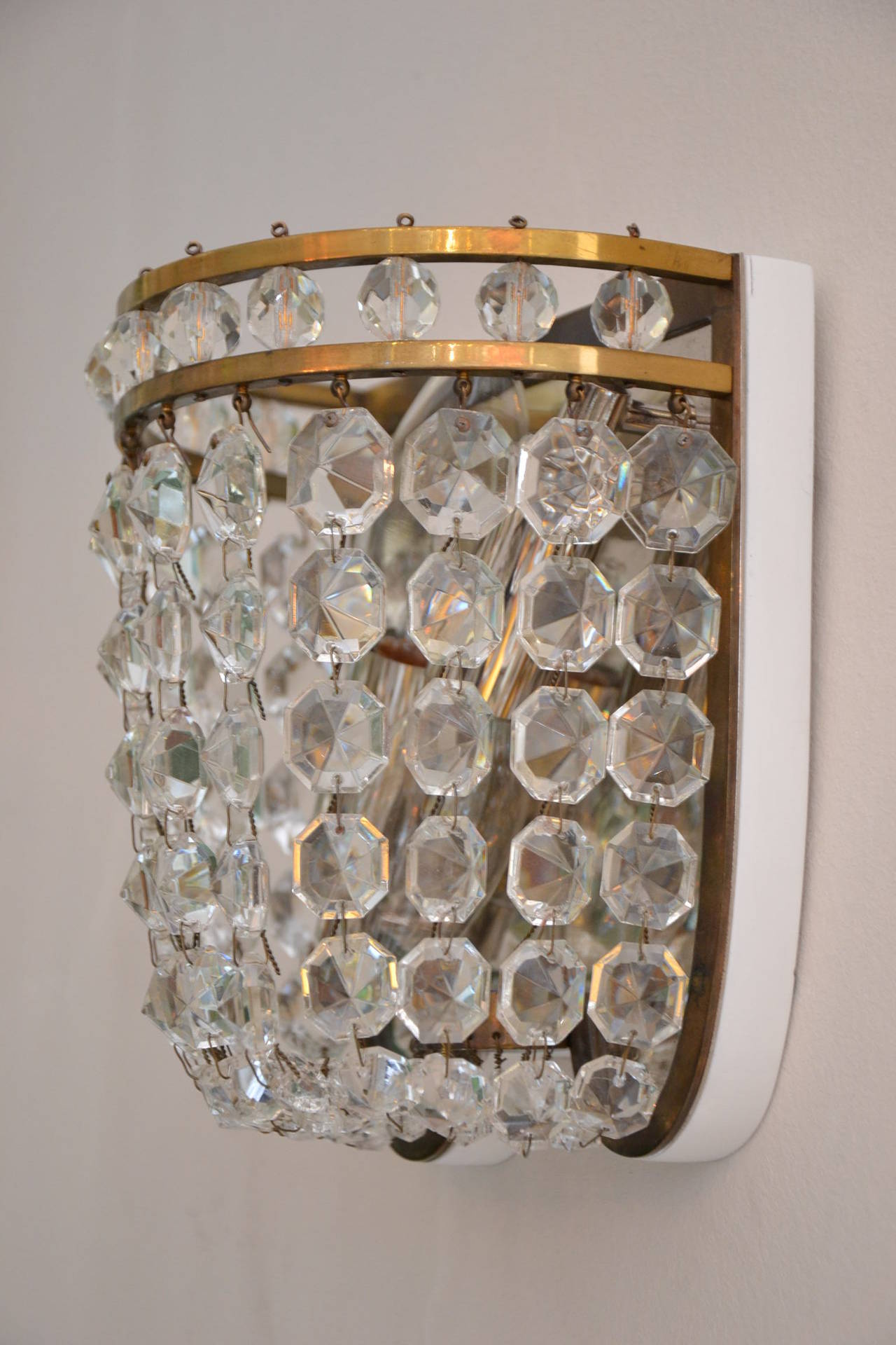 Crystal Glass Brass Sconce by Bakalowits, Vienna 1950 For Sale at 1stDibs