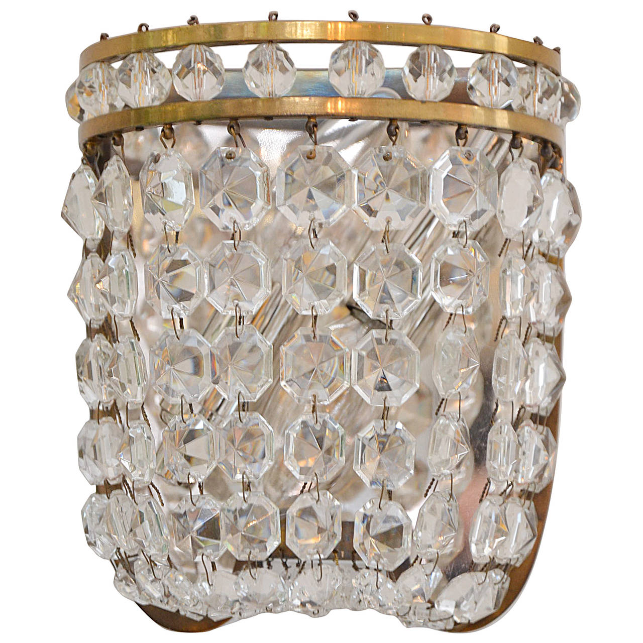 Crystal Glass Brass Sconce by Bakalowits, Vienna 1950 For Sale at 1stDibs