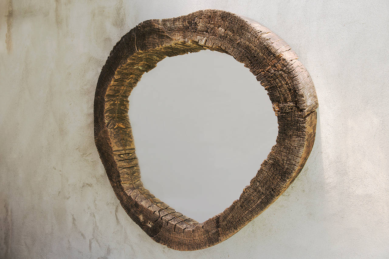 Mud Mirror Made Out of a Very Large, Hollowed-Out Trunk For Sale at 1stDibs