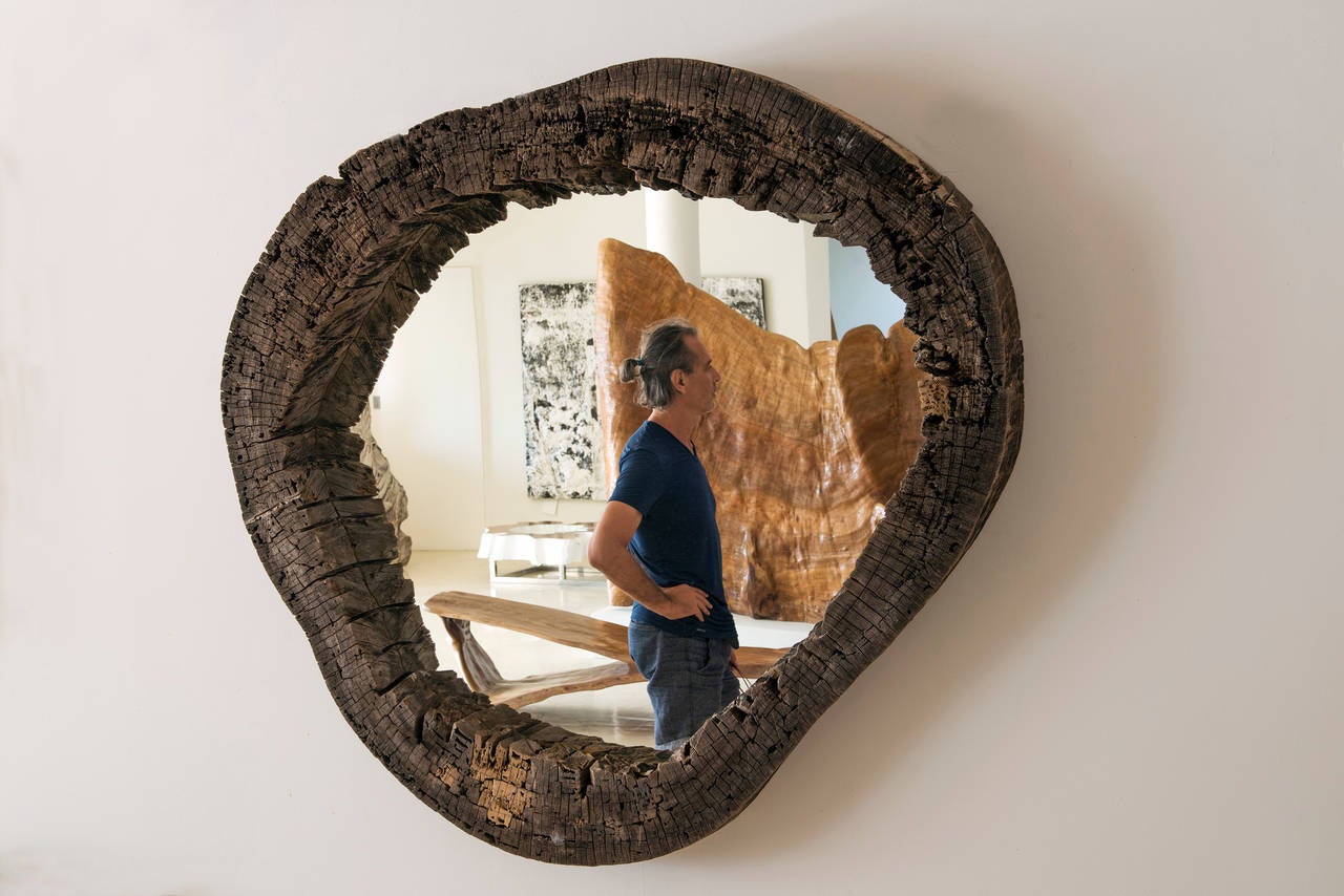 Mud Mirror Made Out of a Very Large, Hollowed-Out Trunk For Sale at 1stDibs