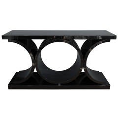 Karl Springer Style Black Lacquered Console at 1stDibs