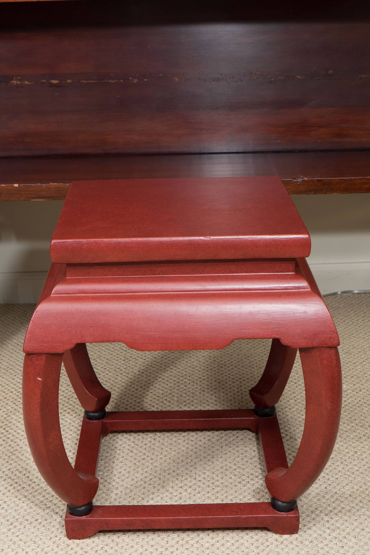 Pair of Red Lacquered Vintage Tables at 1stDibs