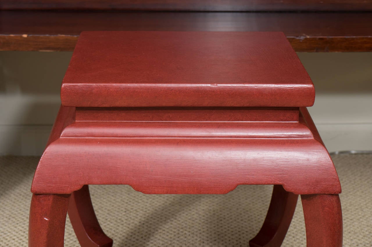Pair of Red Lacquered Vintage Tables at 1stDibs