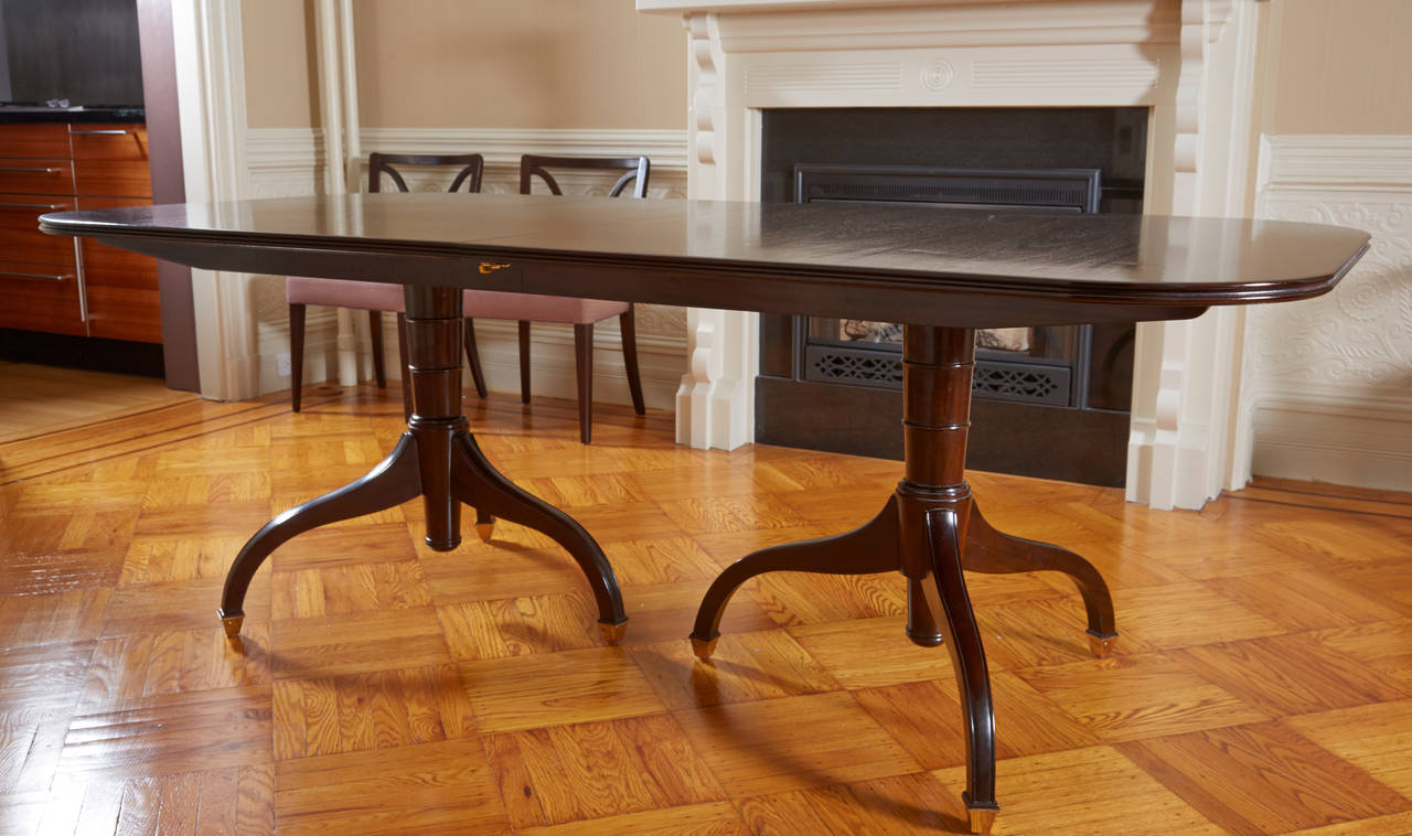 Regency Style Mahogany Extending Two-Pedestal Table at 1stDibs