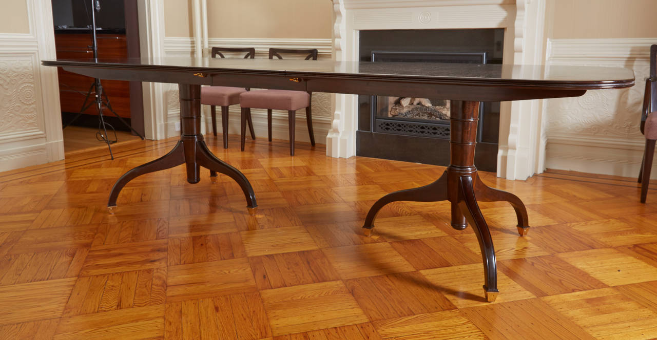 Regency Style Mahogany Extending Two-Pedestal Table at 1stDibs
