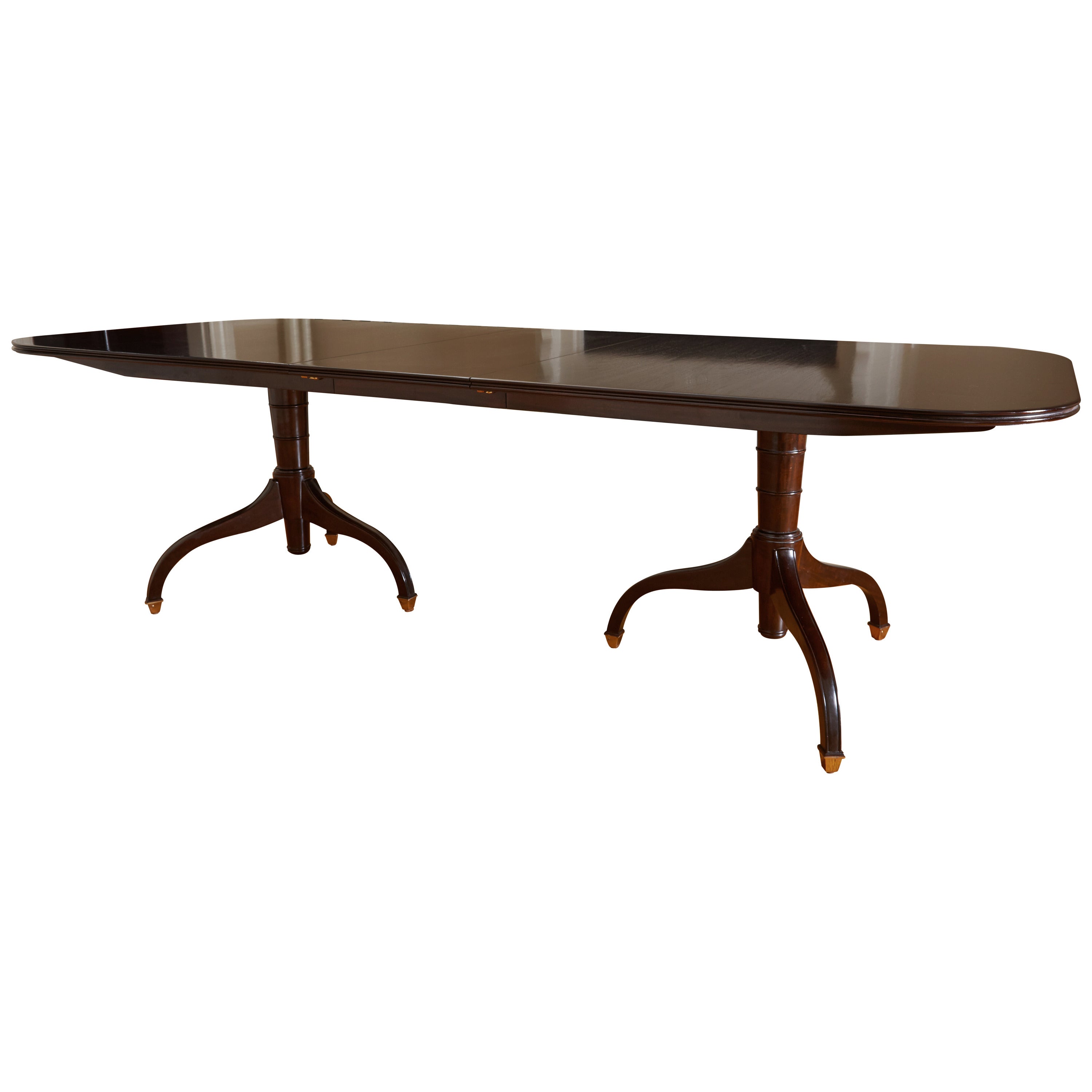 Regency Style Mahogany Extending Two-Pedestal Table at 1stDibs