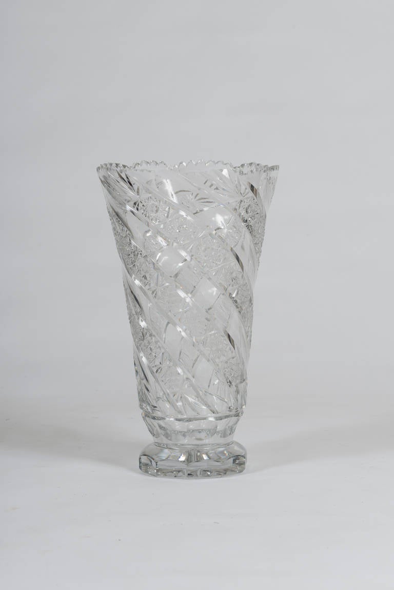 Large American Brilliant Period Cut-Glass Vase at 1stDibs