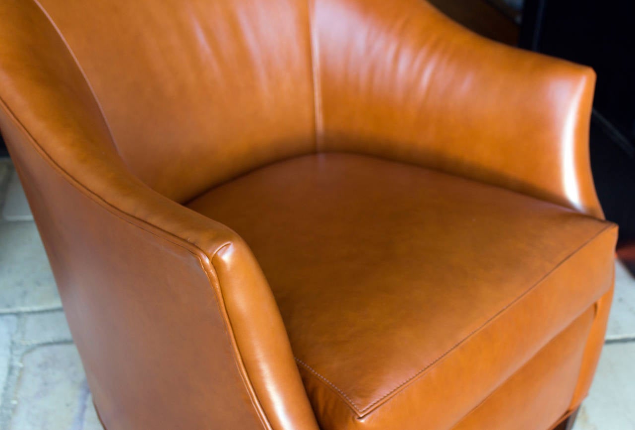 Custom Leather Club Chair at 1stDibs
