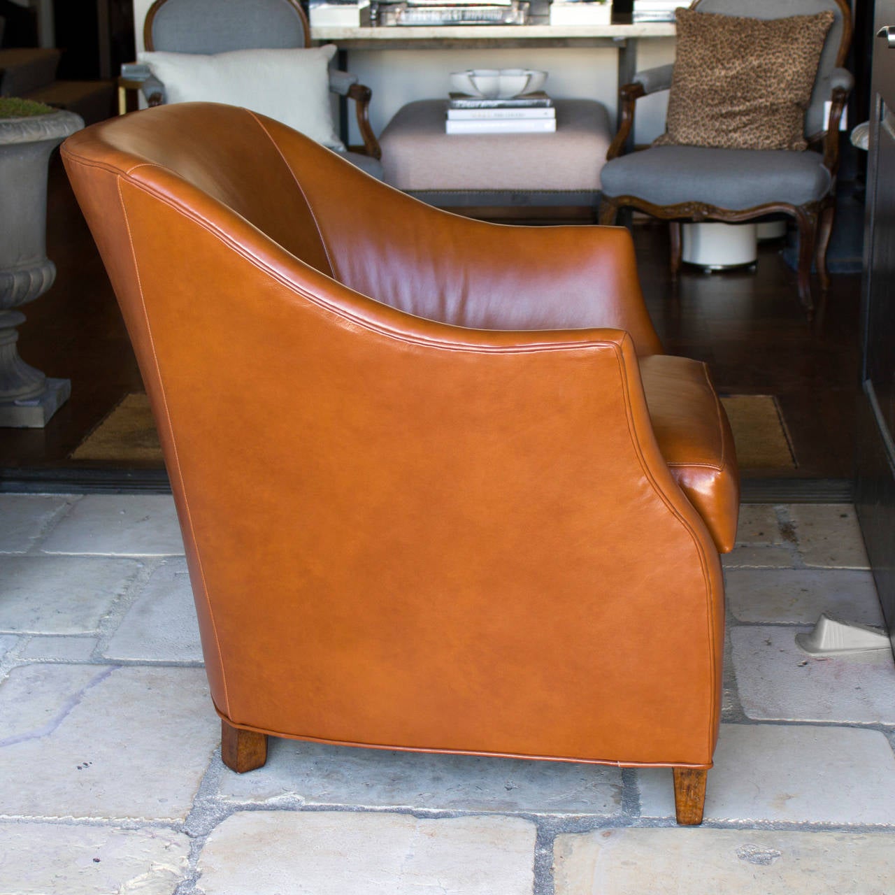 Custom Leather Club Chair at 1stDibs