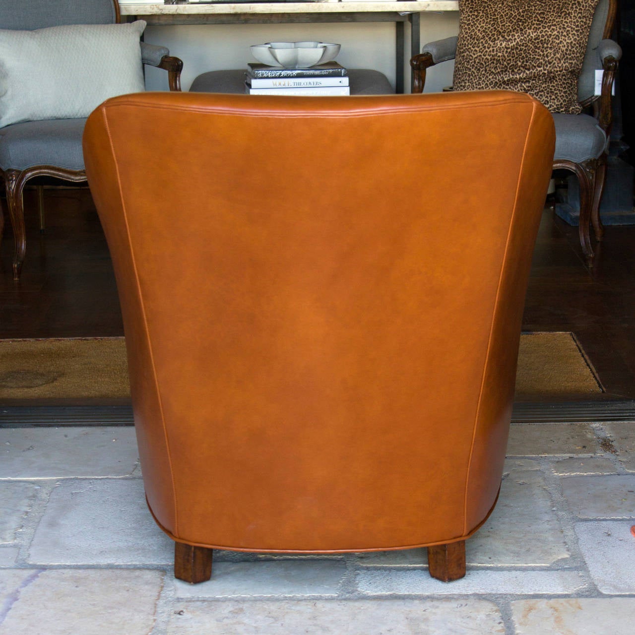Custom Leather Club Chair at 1stDibs