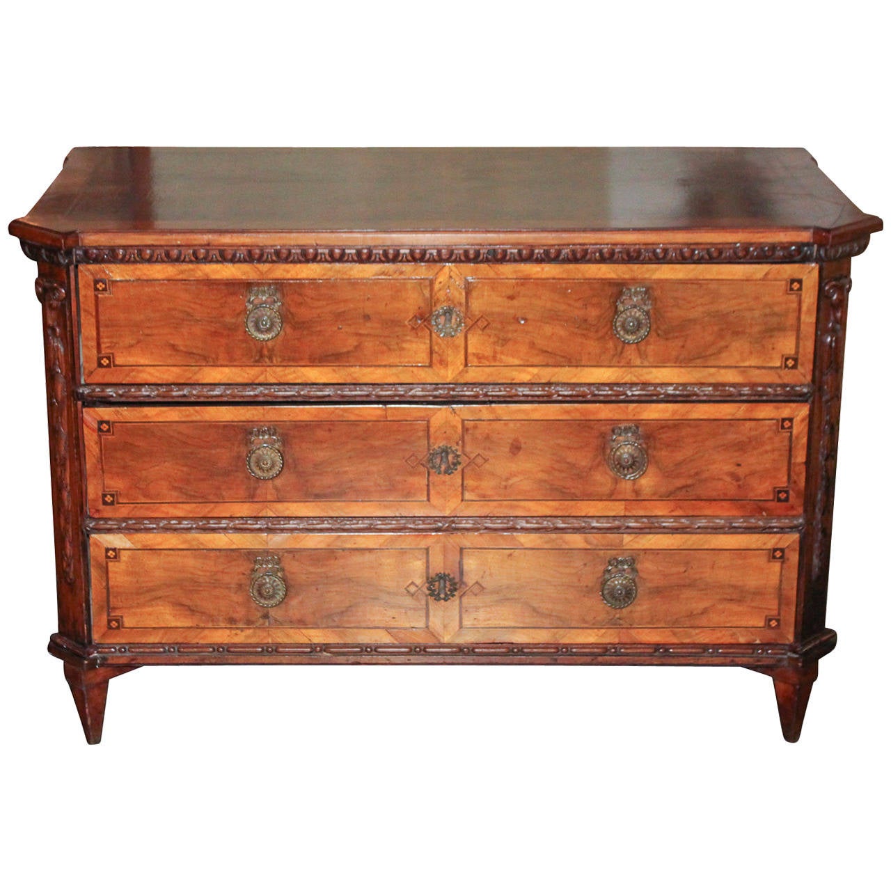 Early 19th c. Neoclassical Painted Commode With Silver Gilt Molding For ...