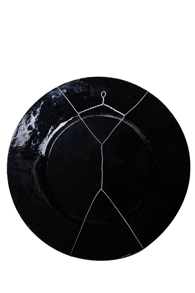 Gold-foiled Glass Large Wall Dish with Grapes Découpage For Sale at 1stDibs