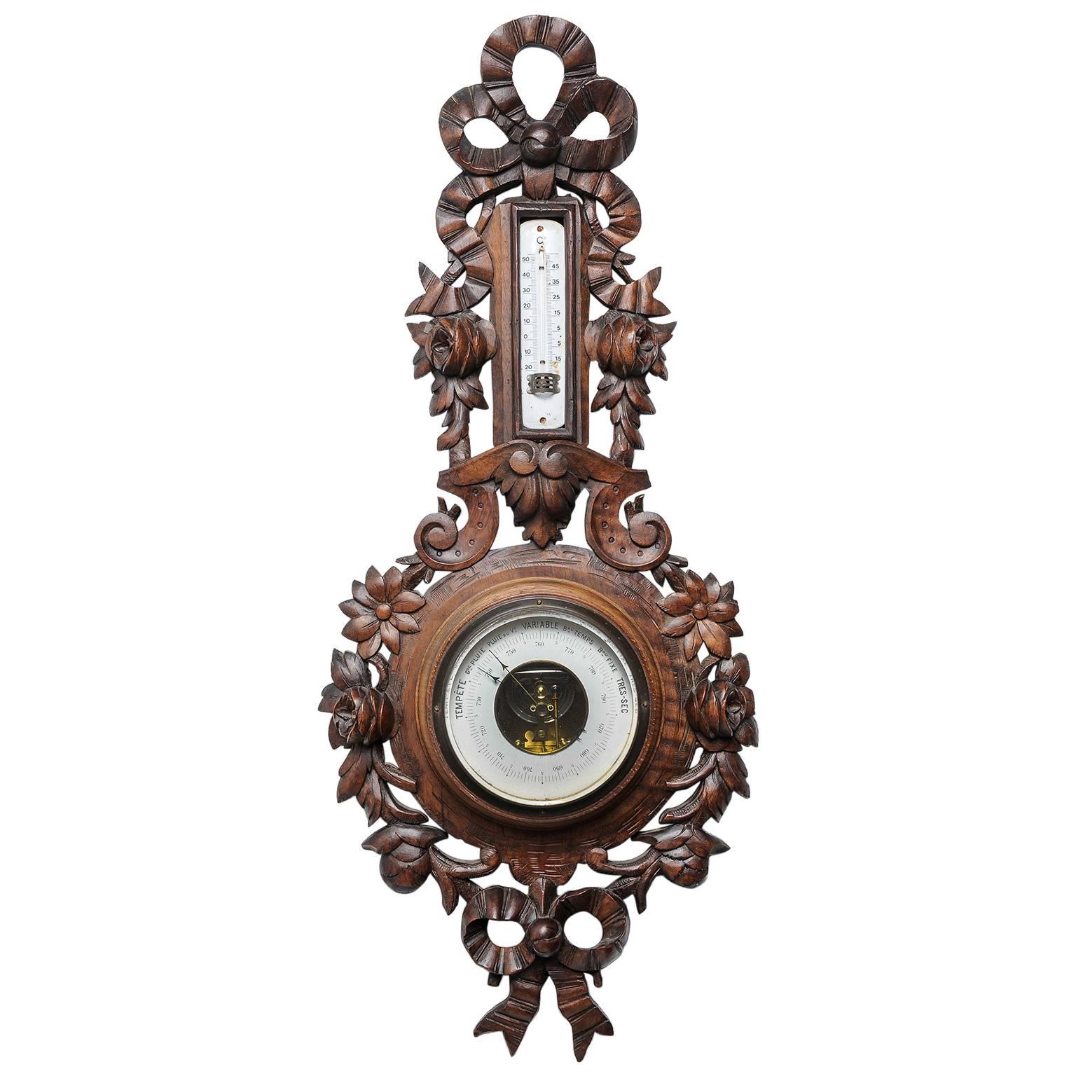 Beautifully Hand Carved Antique Dutch Arts and Crafts Barometer and ...