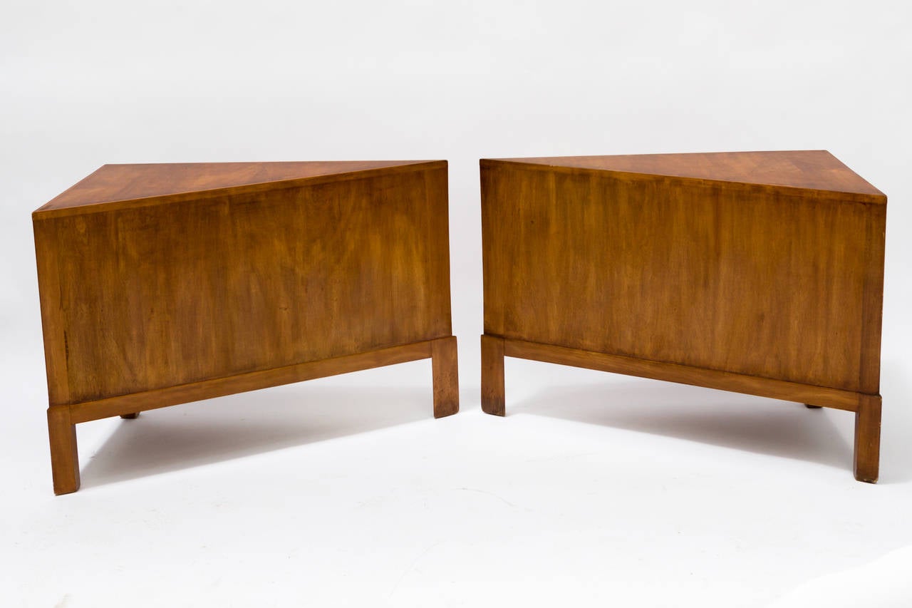 Pair of Custom Made Wedge Shaped Side Tables at 1stDibs