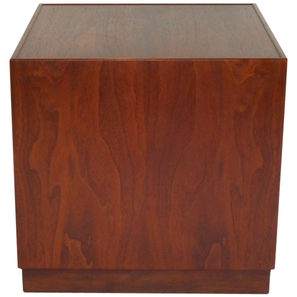 Mid Century Walnut Cube Table/Pedestal By Milo Baughman For Sale at 1stDibs
