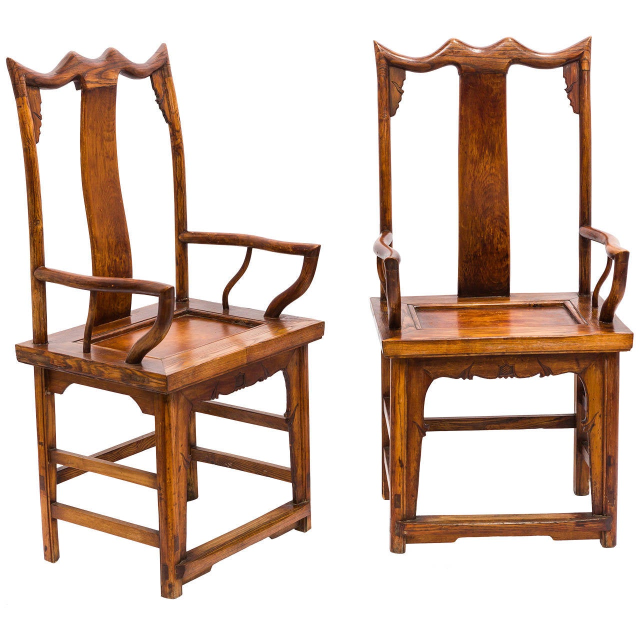 Pair of Japanese High Back Armchairs For Sale at 1stdibs
