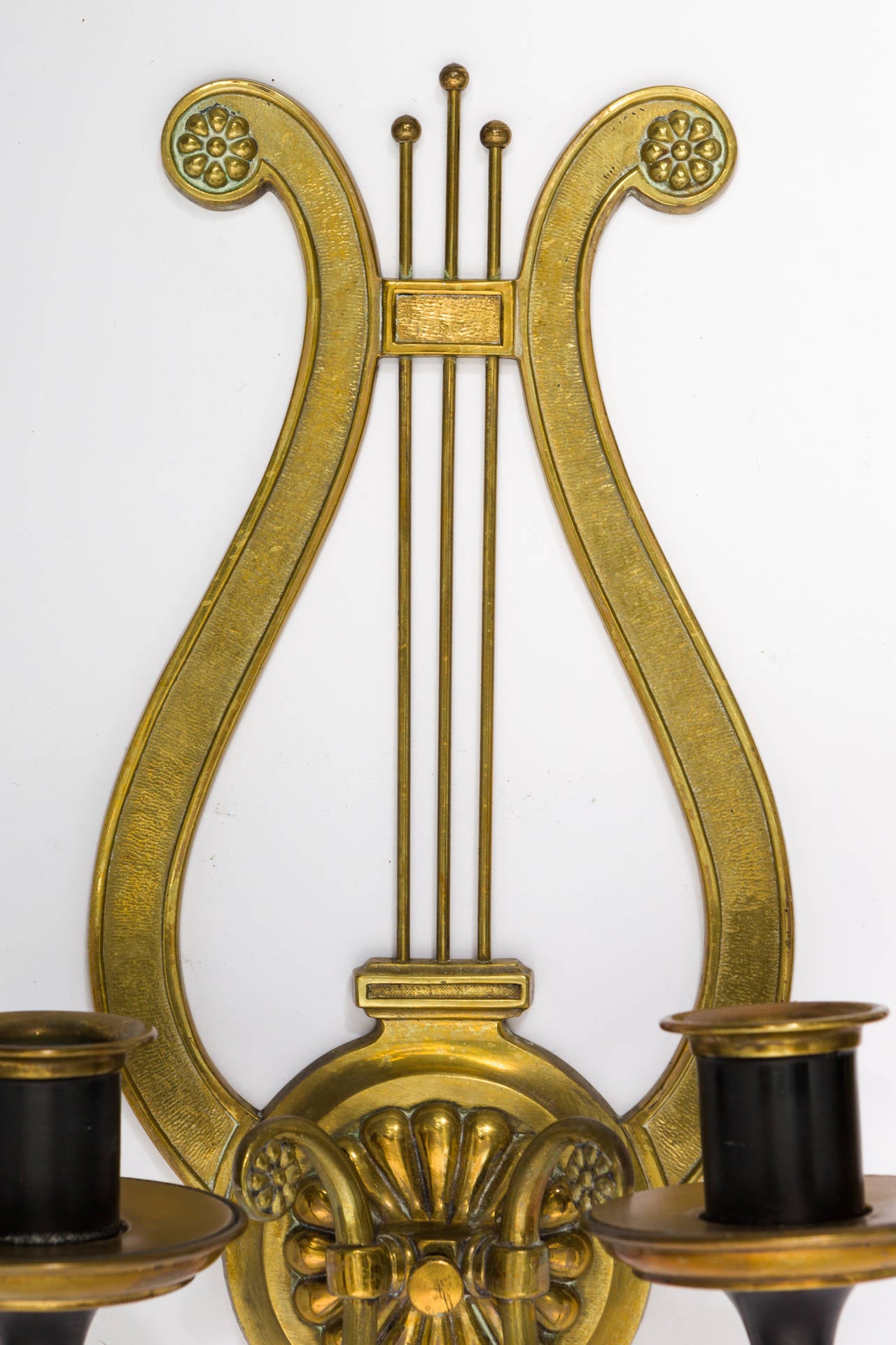 Brass Lyre Sconces at 1stDibs