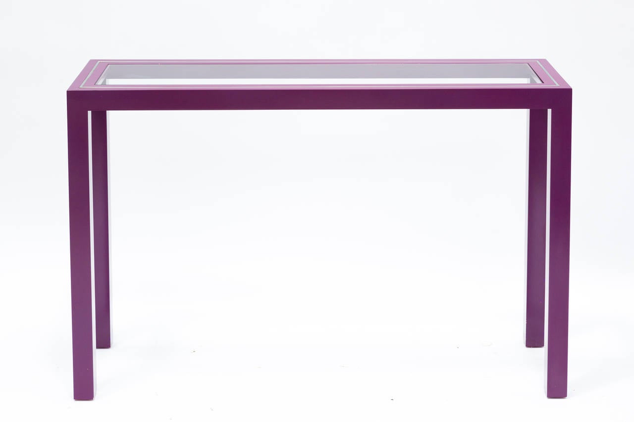 Hollywood Regency Style Purple Lacquered Console Table For Sale at 1stDibs