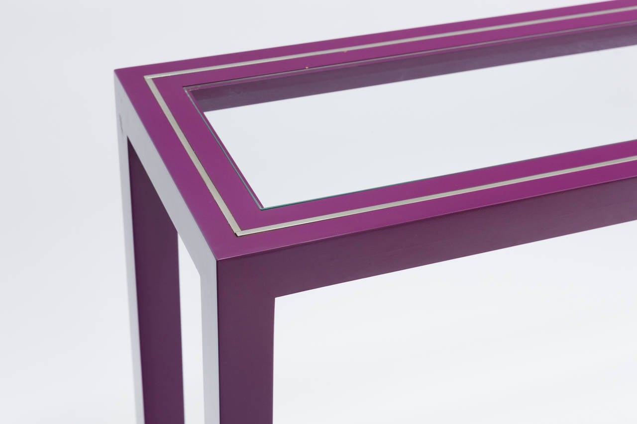 Hollywood Regency Style Purple Lacquered Console Table For Sale at 1stDibs