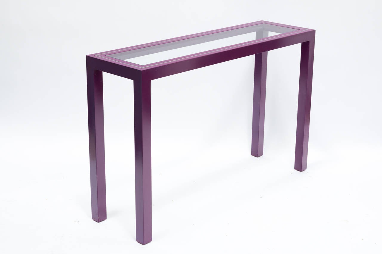 Hollywood Regency Style Purple Lacquered Console Table For Sale at 1stDibs