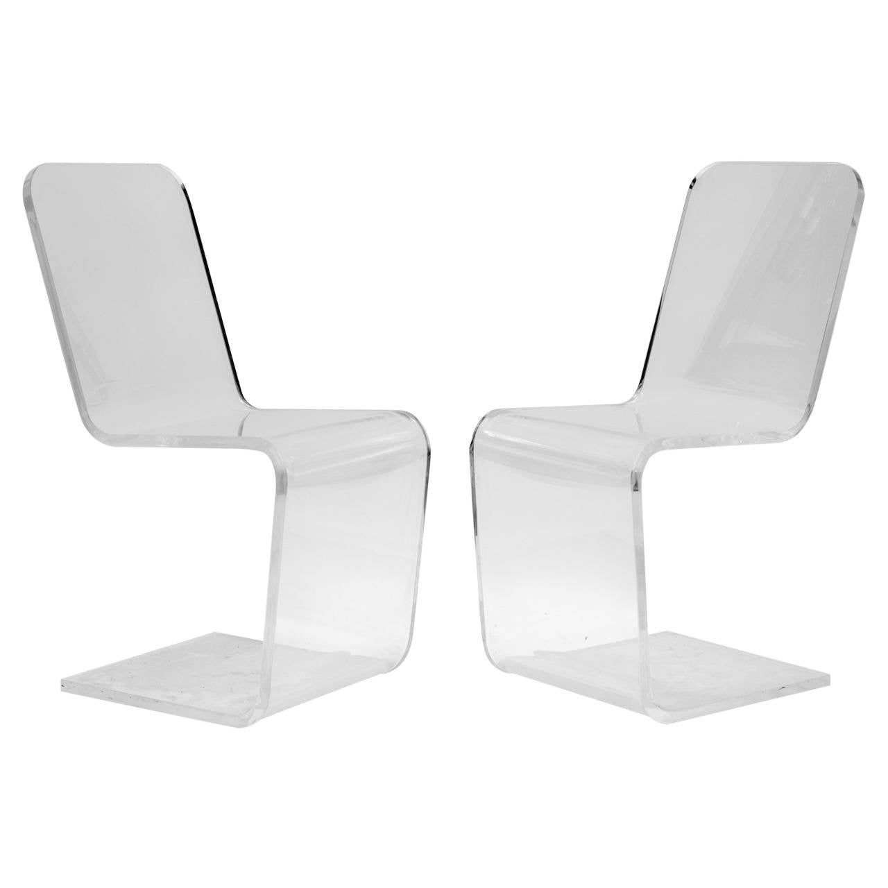 Pair of Lucite Cantilever Chairs at 1stDibs