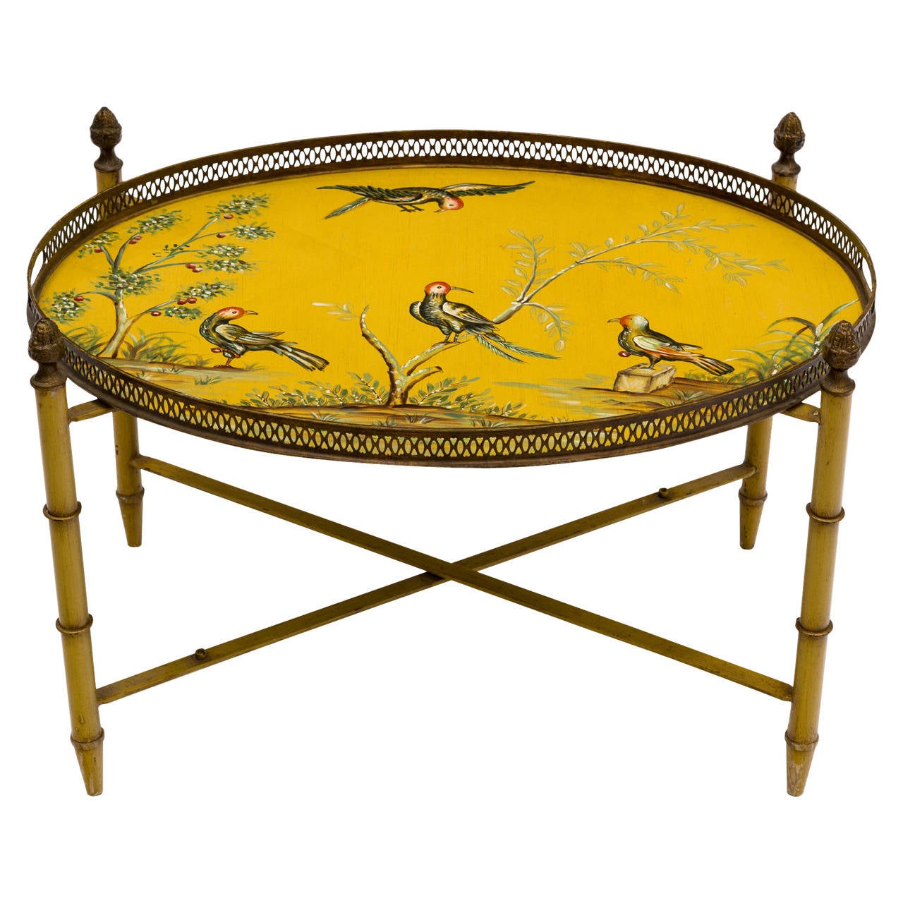 Tole Bird Tray Table and Base at 1stDibs