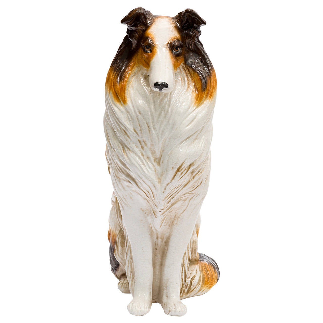 Ceramic Life Size Collie Dog For Sale at 1stdibs