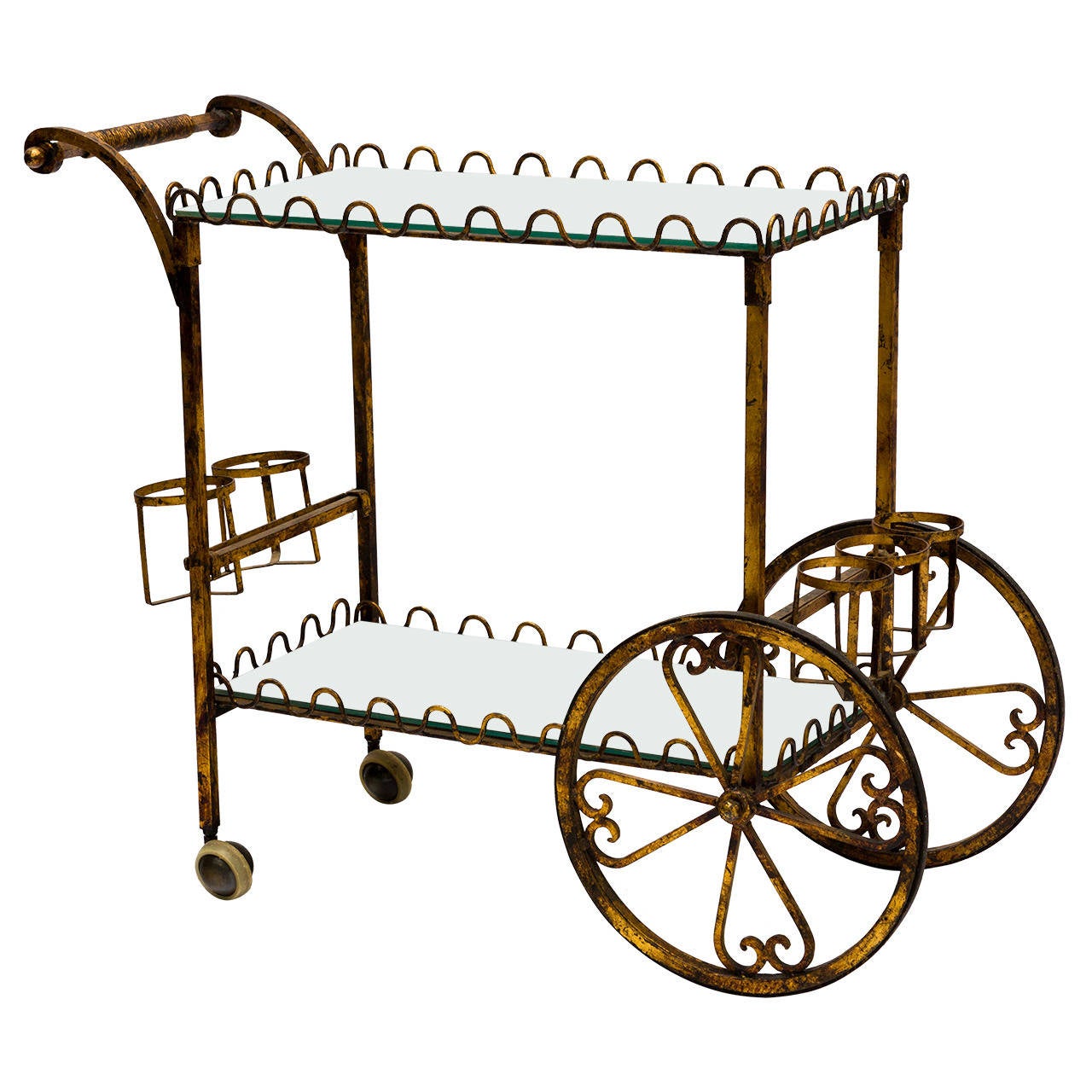 Hollywood Regency Gilt Iron Tea Cart at 1stDibs