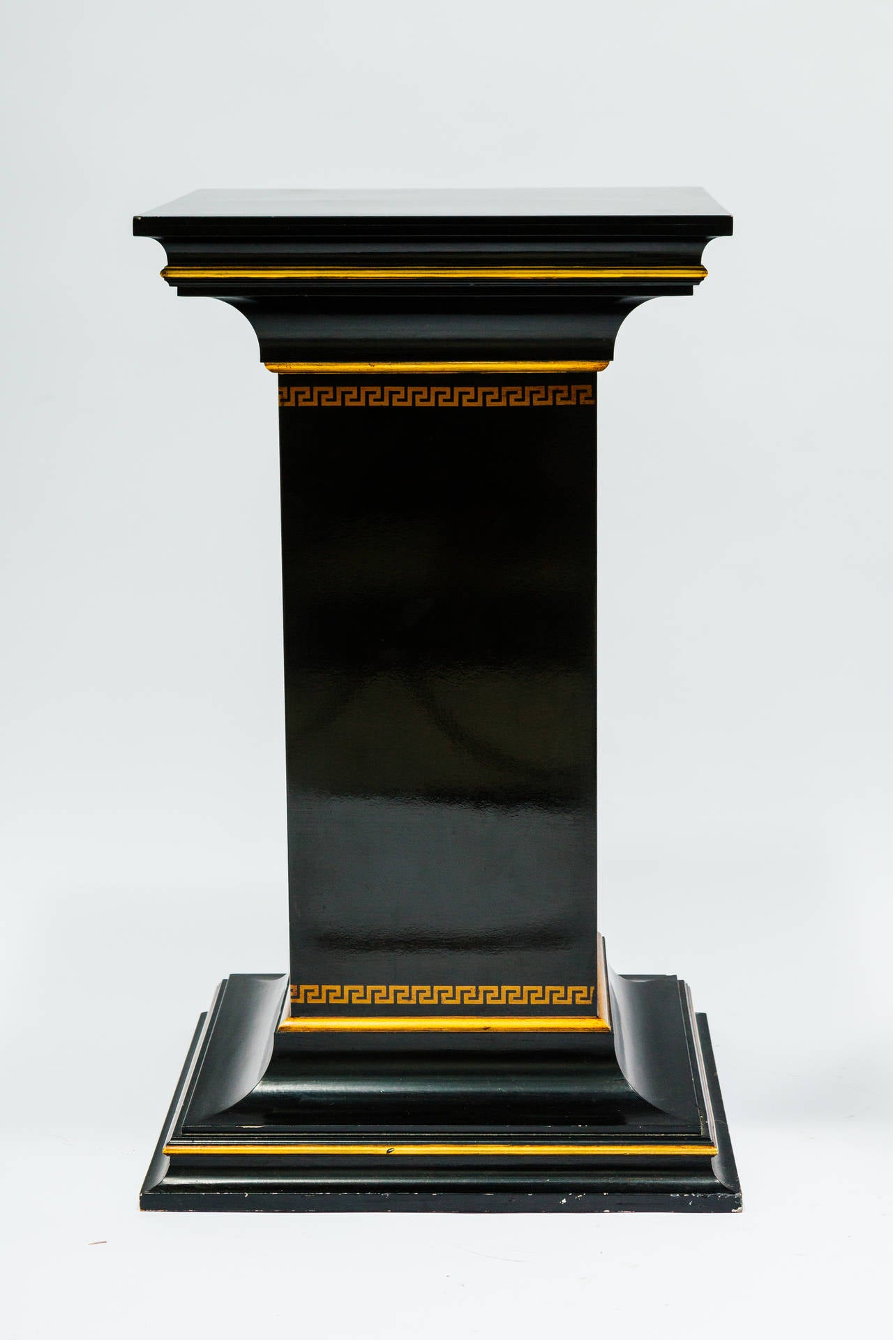 Pair of Lacquered Greek Key Pedestals at 1stDibs