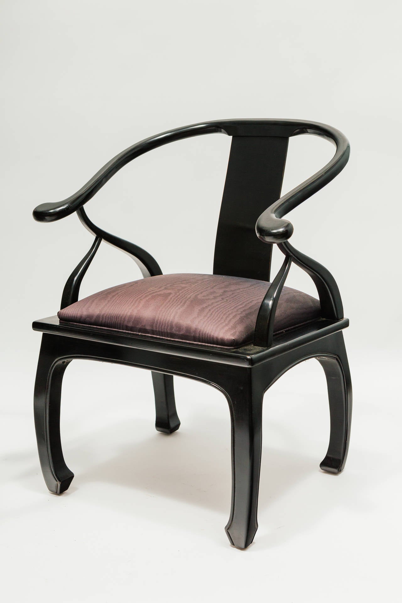 Pair of Black Lacquered Asian Modern Lounge Chairs at 1stDibs