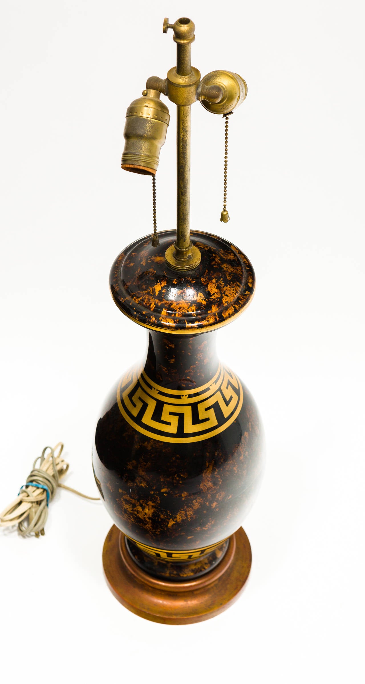 Pair of Greek Key Glass Table Lamps at 1stDibs