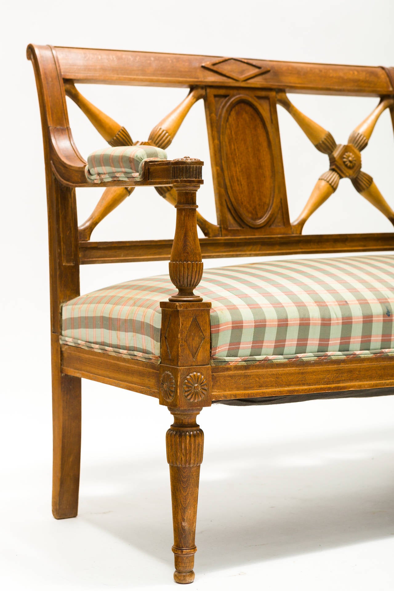 1940s Classical X-Back Bench at 1stDibs