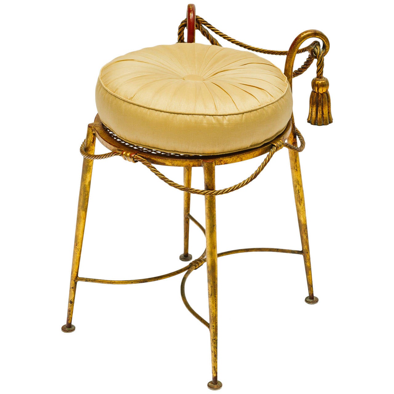 Tassel Gilt Vanity Stool at 1stDibs