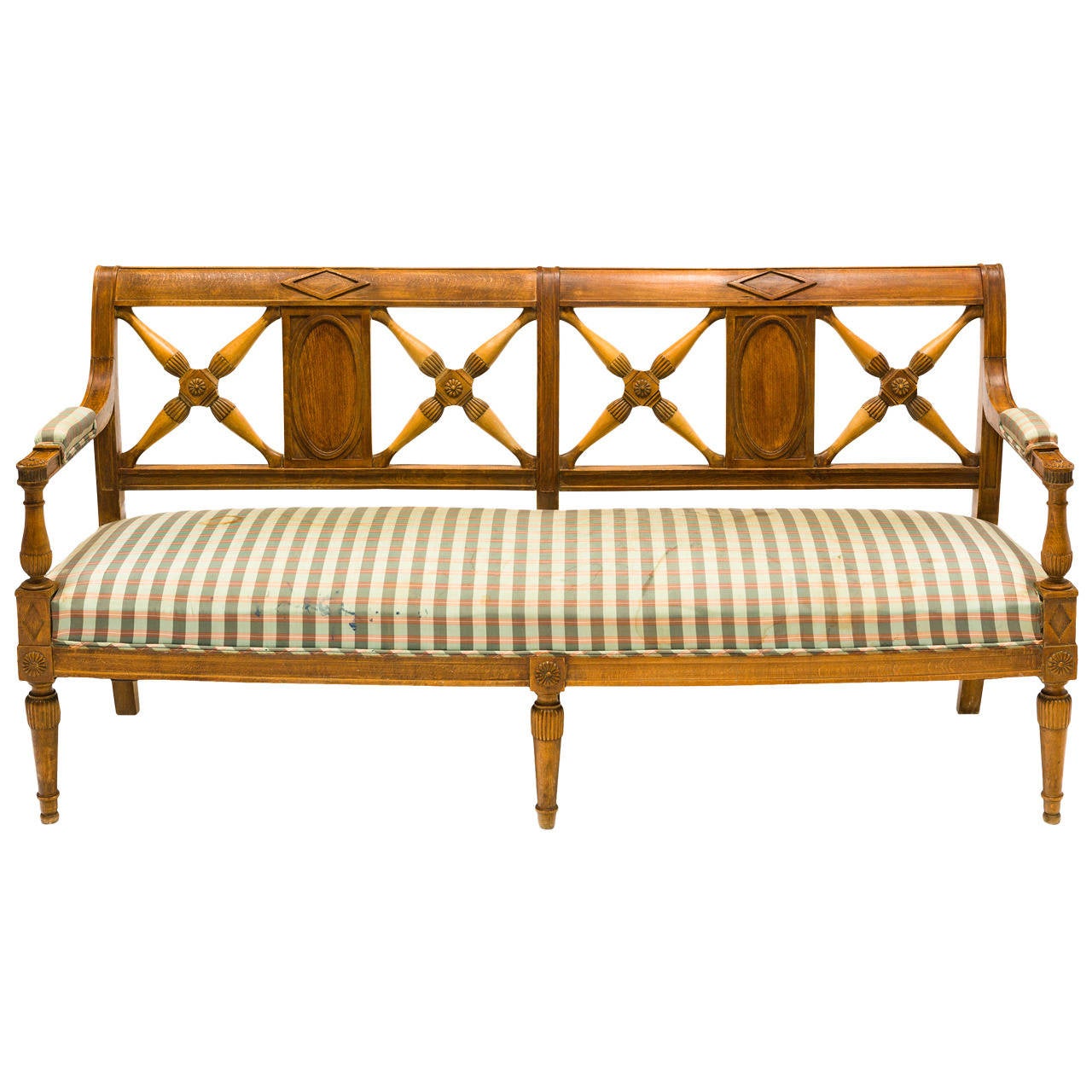 1940s Classical X-Back Bench For Sale at 1stdibs
