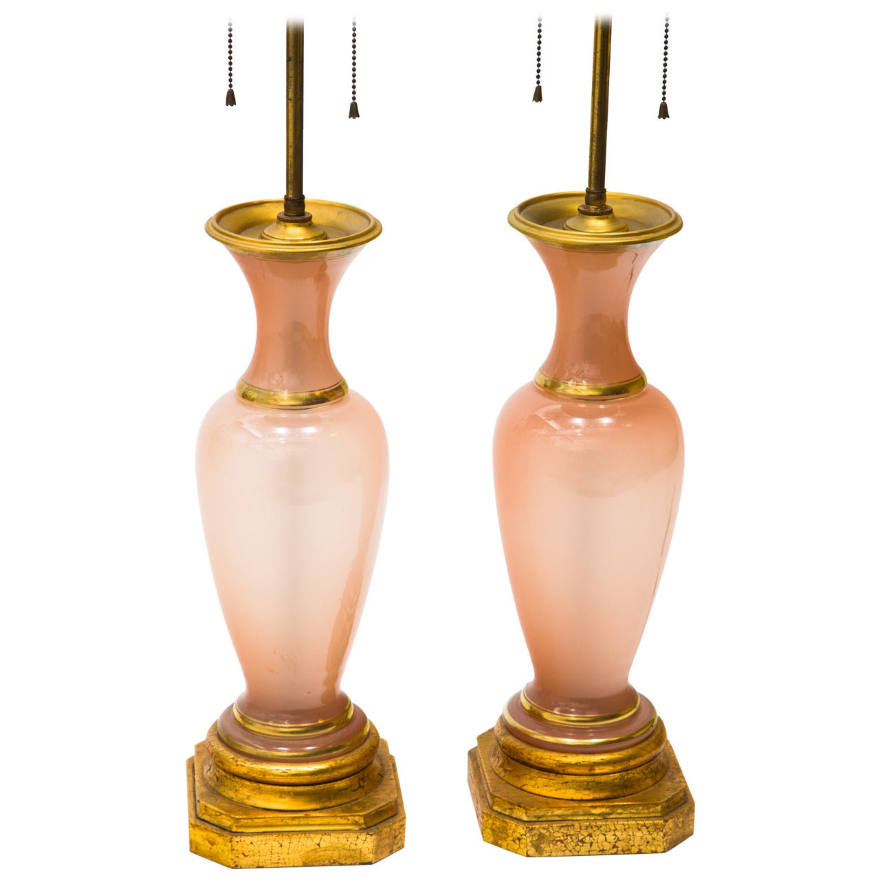 One Pair of Apple Green Opaline Glass Table Lamps at 1stDibs