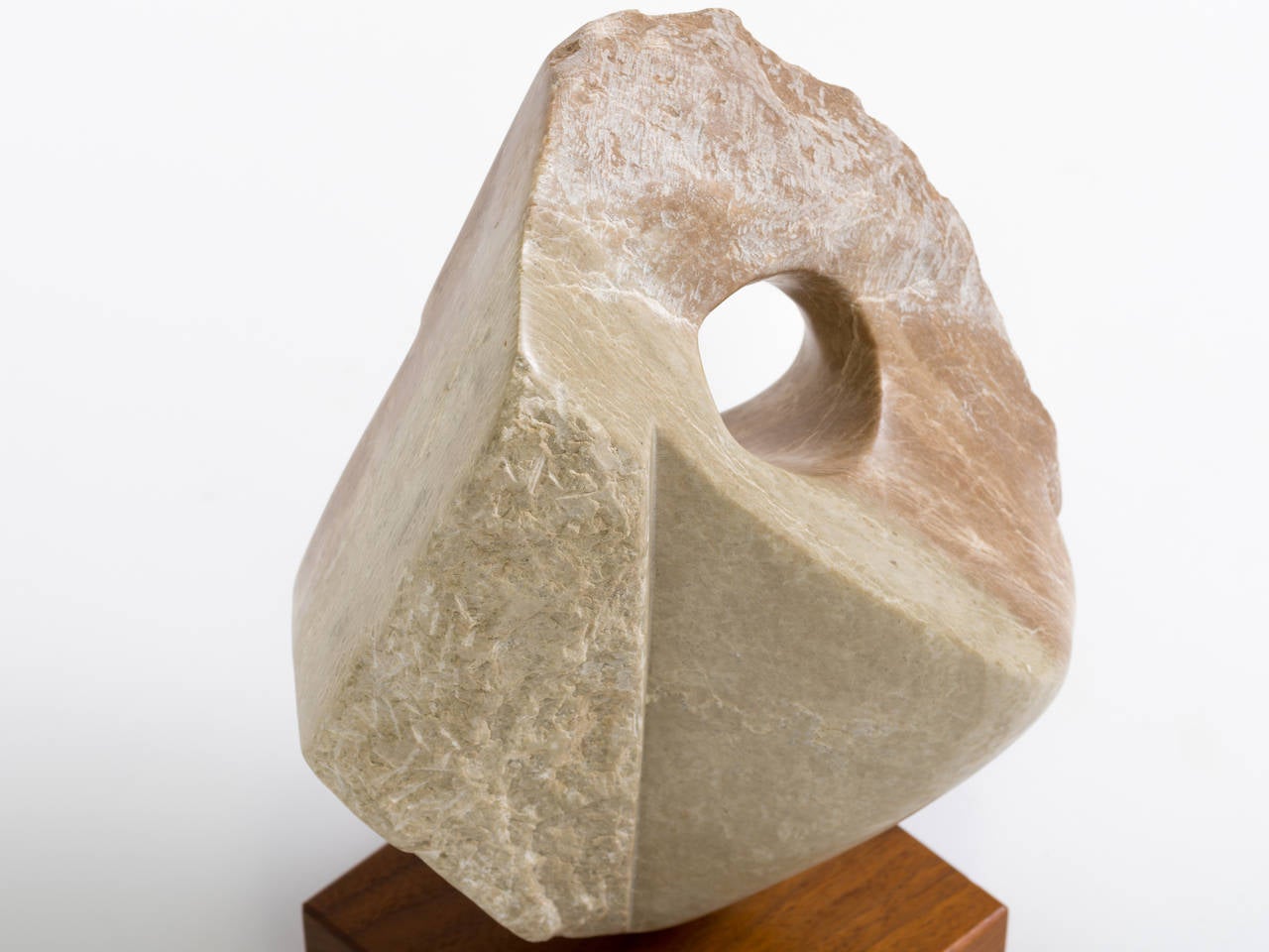 Marble Abstract Sculpture on Wooden Base at 1stDibs