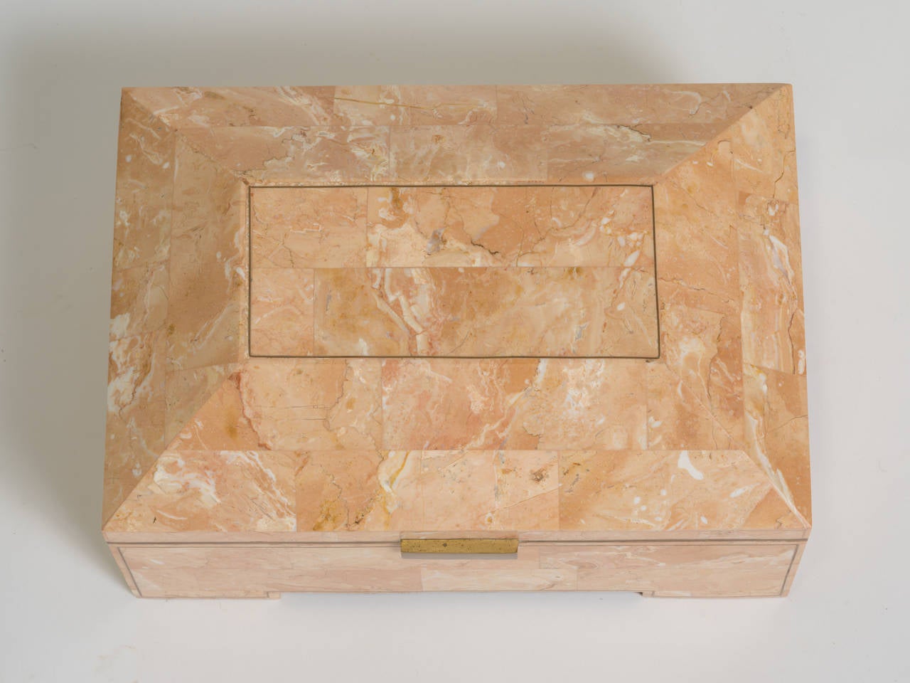 Tessellated Stone Box with Brass Inlay at 1stDibs