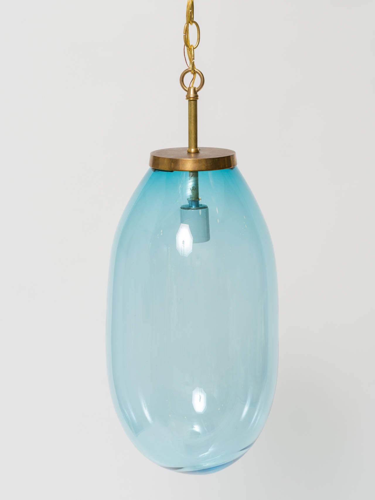 Large Blue Blown Glass Pendant For Sale at 1stDibs