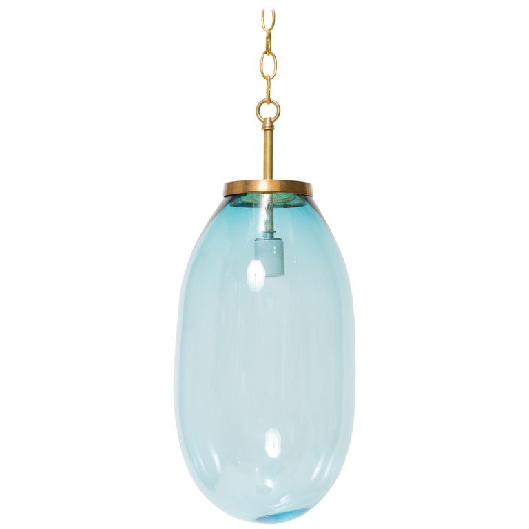 Large Blue Blown Glass Pendant For Sale at 1stDibs