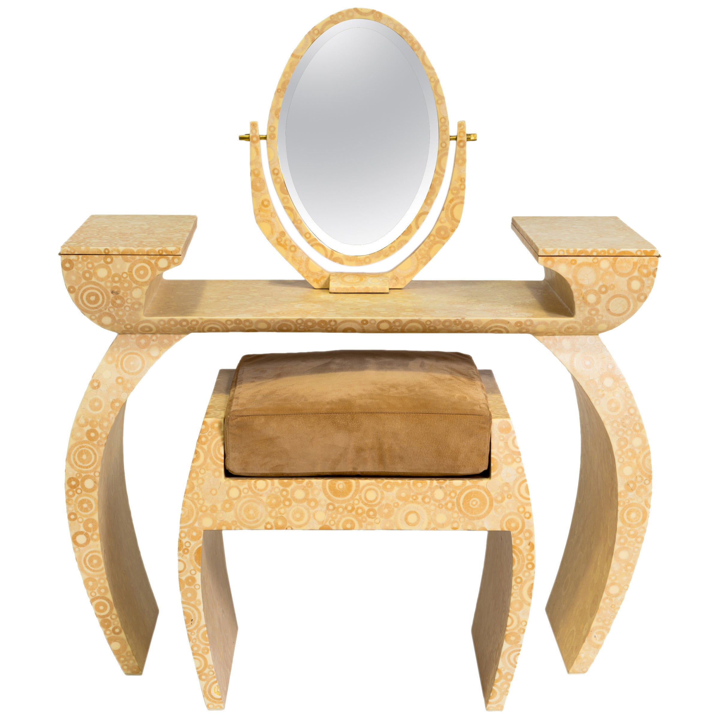 R and Y Augousti Bone Vanity Table and Bench at 1stDibs | vanity table ...